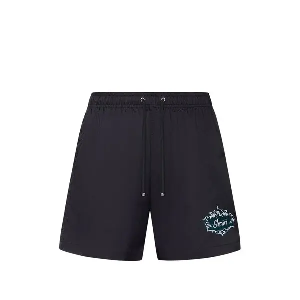 Amiri Swim Shorts With Logo Crest - Black