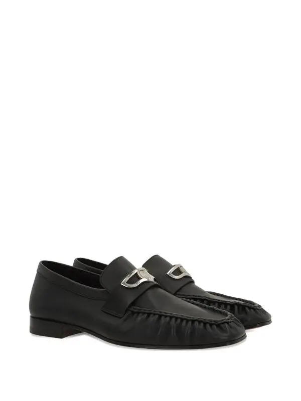 CHRISTIAN LOUBOUTIN Leather Loafers With Silver-tone Hardware
