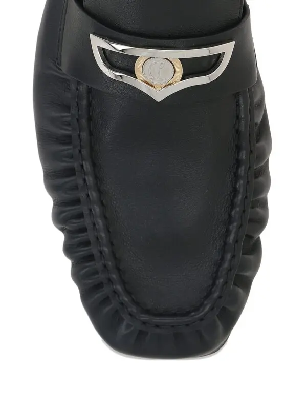 CHRISTIAN LOUBOUTIN Leather Loafers With Silver-tone Hardware