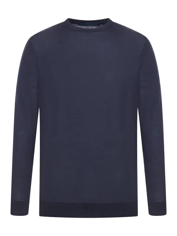 Kiton Crewneck 14 Micron Wool Sweater - Blue