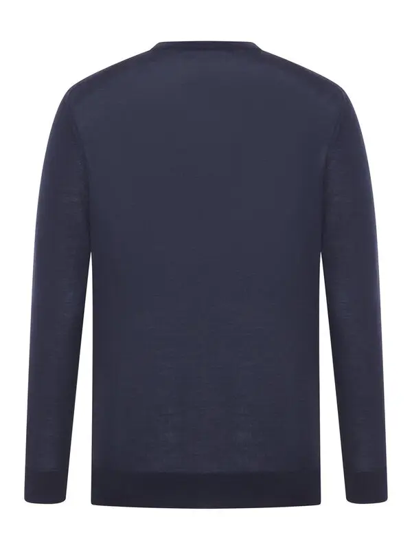 Kiton Crewneck 14 Micron Wool Sweater - Blue