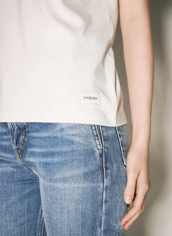 Saint Laurent Classic Cotton Jersey T-shirt With Logo Patch