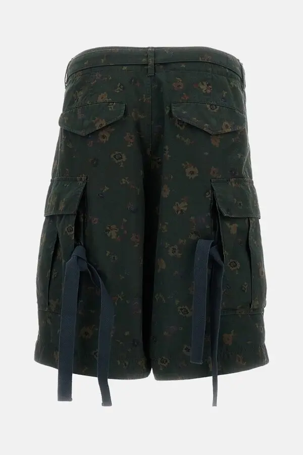 Sacai Floral Print Cotton Cargo Bermuda Shorts - Multicolor