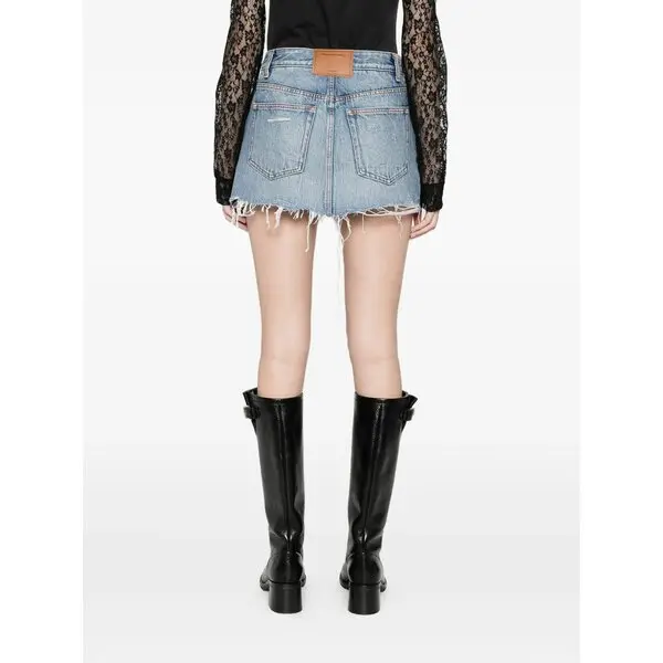 Alexander Wang Distressed Zip Detail Denim Shorts