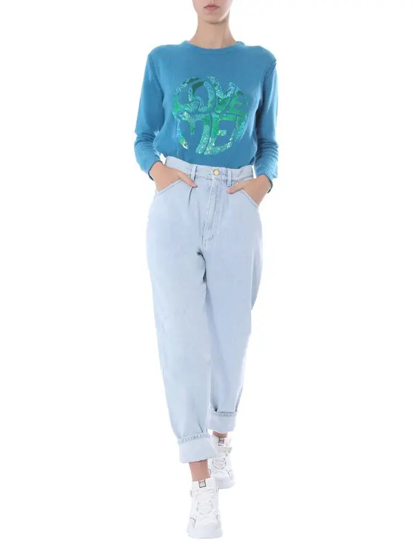 Alberta Ferretti Love Me" Sequin Embellished Round Neck Sweater