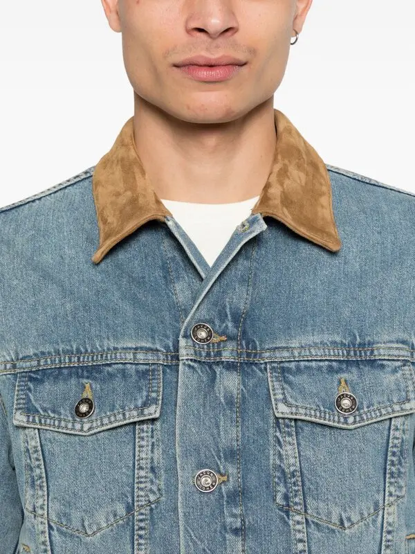 Jacob Cohen Denim Trucker Jacket With Pointed Collar