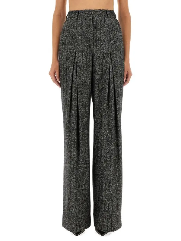 Dolce & Gabbana Striped Wool Pants - Gray