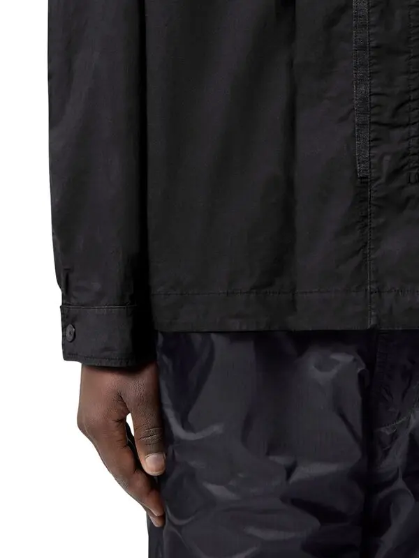 Stone Island Stretch Cotton Canvas Overshirt With Flap Pocket On The Chest - Black