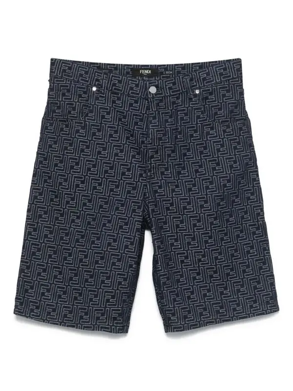 Fendi Ff Monogram Denim Shorts - Multicolor