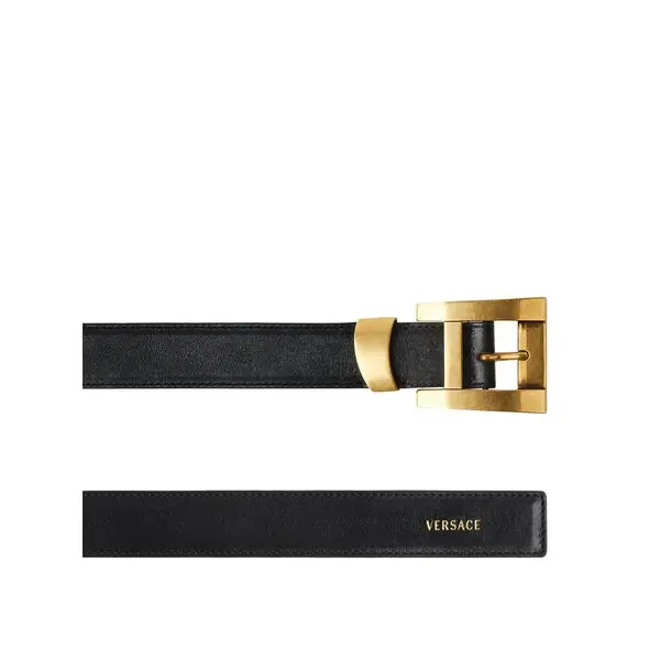 Versace Calf Leather Belt With Medusa Buckle - Black