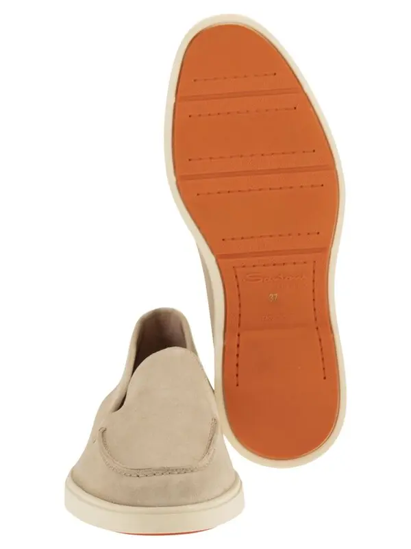 Santoni Suede Loafer - Cream
