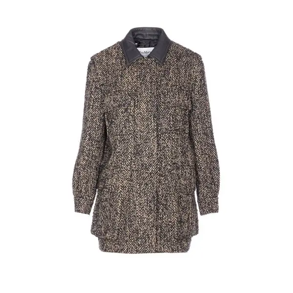Max Mara Angio Heavy Jacket With Leather Collar