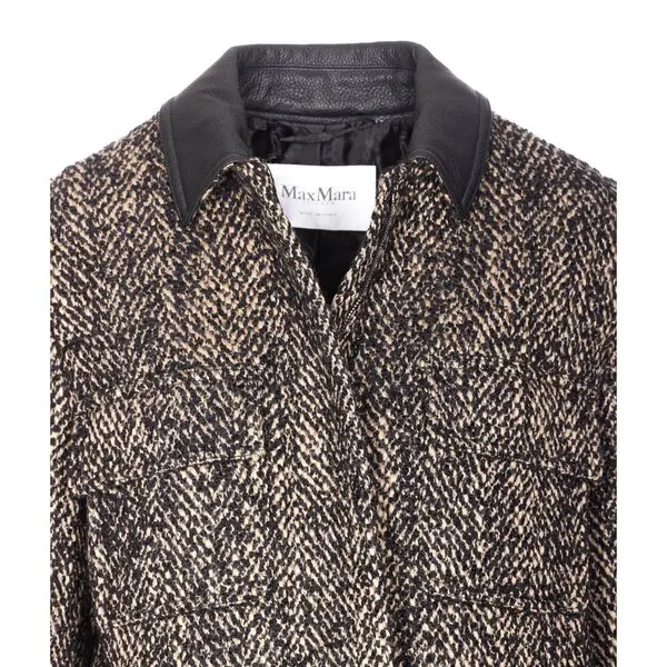 Max Mara Angio Heavy Jacket With Leather Collar