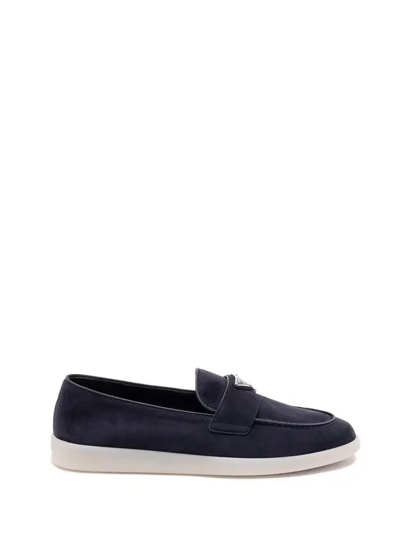 Prada Suede Loafers With Enamel Triangle - Multicolor