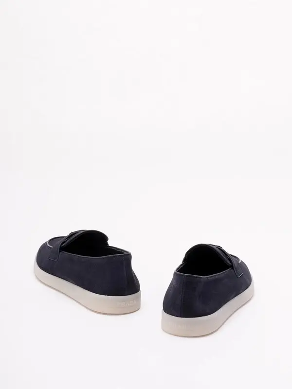 Prada Suede Loafers With Enamel Triangle - Multicolor