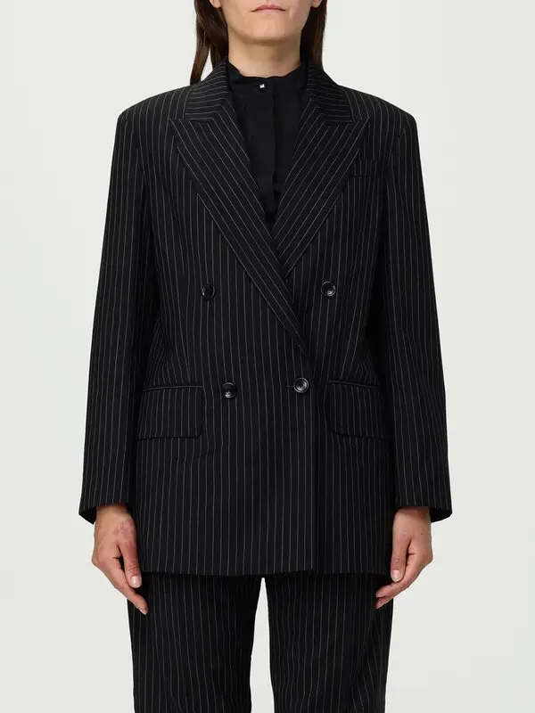 Max Mara Double-breasted Pinstripe Blazer - Black