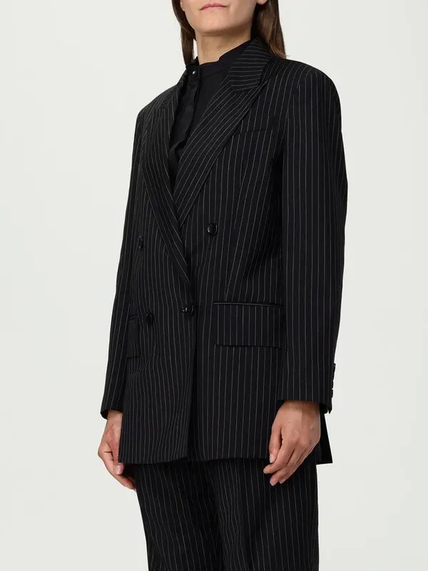 Max Mara Double-breasted Pinstripe Blazer - Black