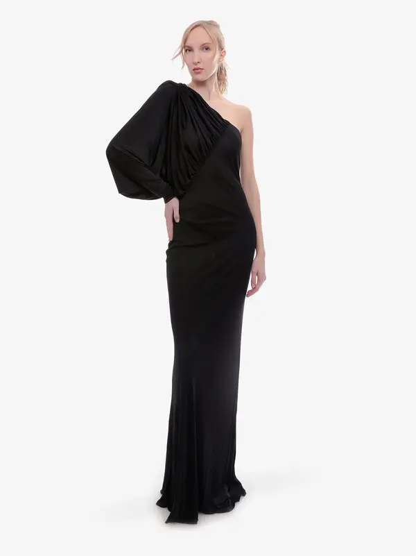 Saint Laurent Asymmetric Viscose Gown