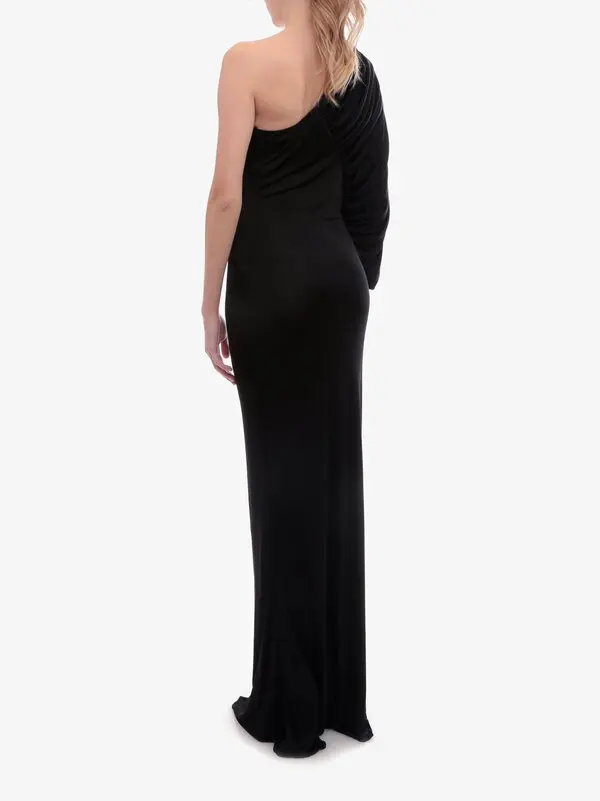 Saint Laurent Asymmetric Viscose Gown - Multicolor