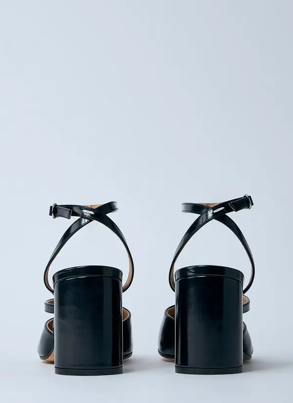 MAISON MARGIELA Patent Leather Tabi Toe Pump Heels With Side Buckle