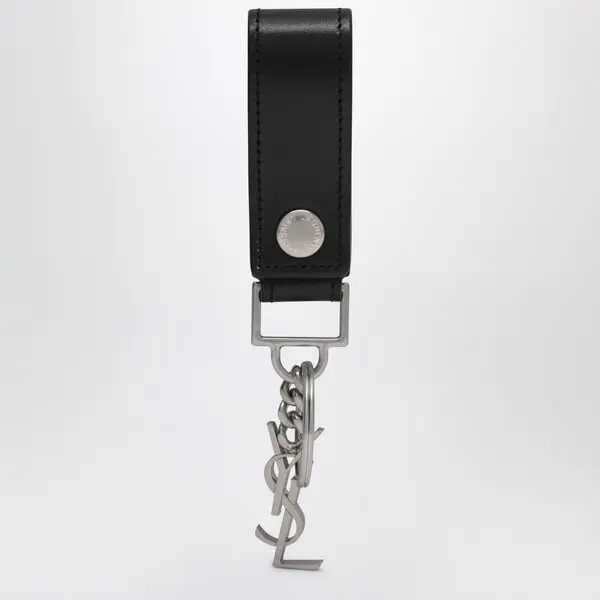 Saint Laurent Cassandre Leather Keychain - Black