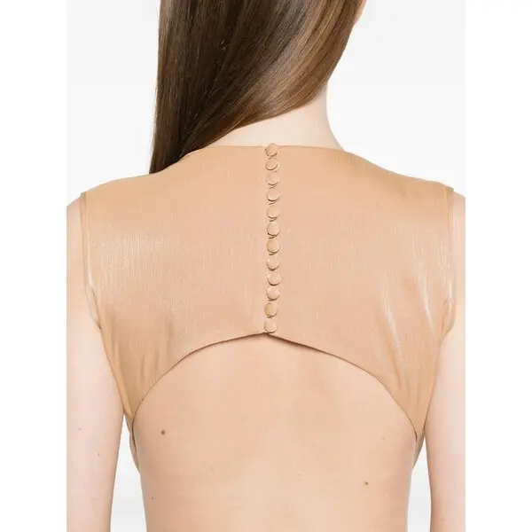Costarellos Sleeveless V-neck Pleated Evening Dress With Gold-tone Cut-out Detail