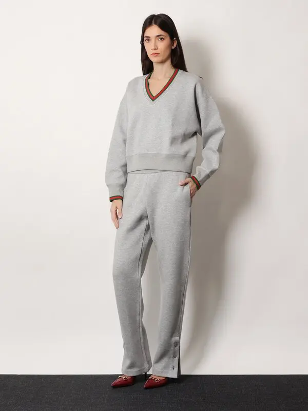 Gucci Cotton Blend Trousers With Web Detail