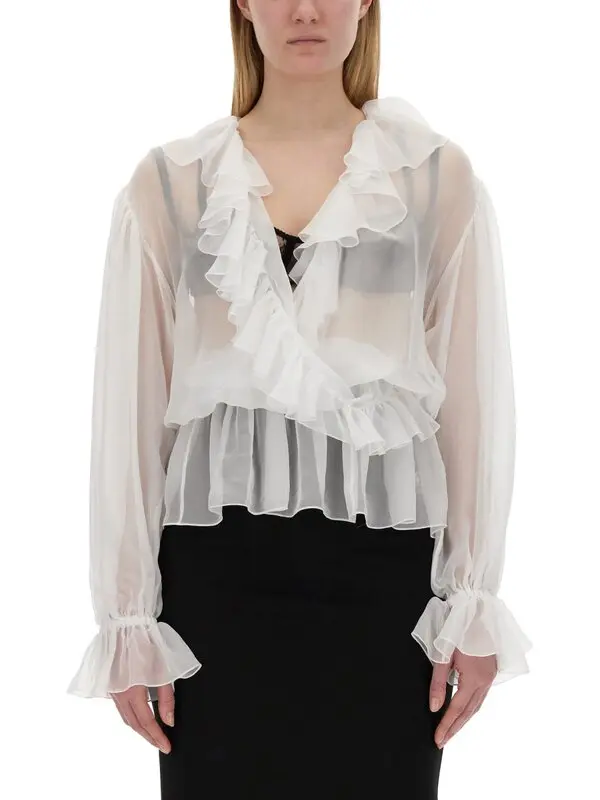 Dolce & Gabbana Chiffon Blouse With Ruffles - White