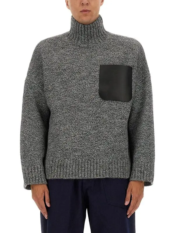 JW Anderson Turtleneck Pullover With Pocket Detail - Gray