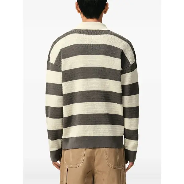 AMI Paris Striped Cardigan With Appliqué Detail