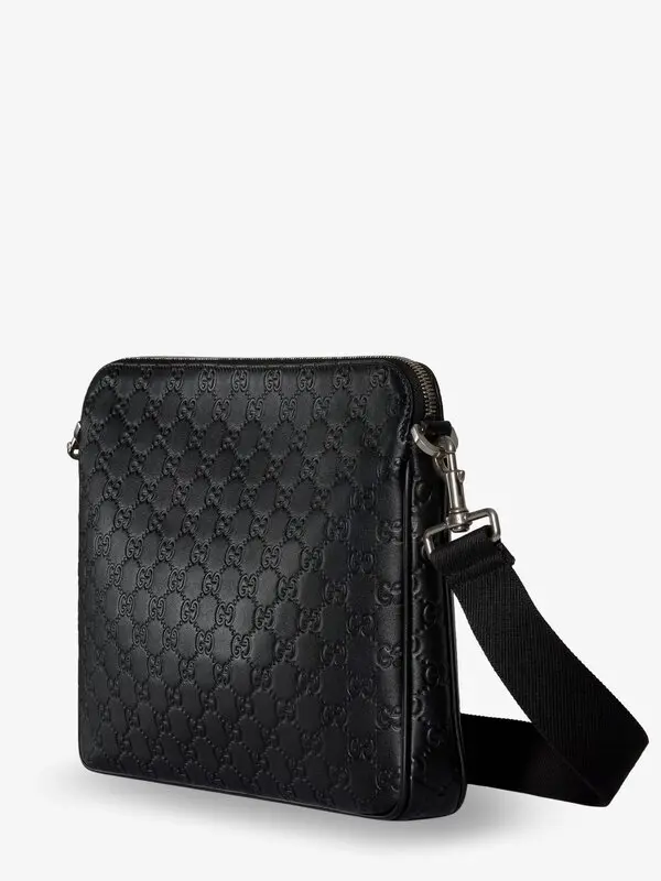 Gucci Gg Emblem Leather Crossbody Bag - Gray