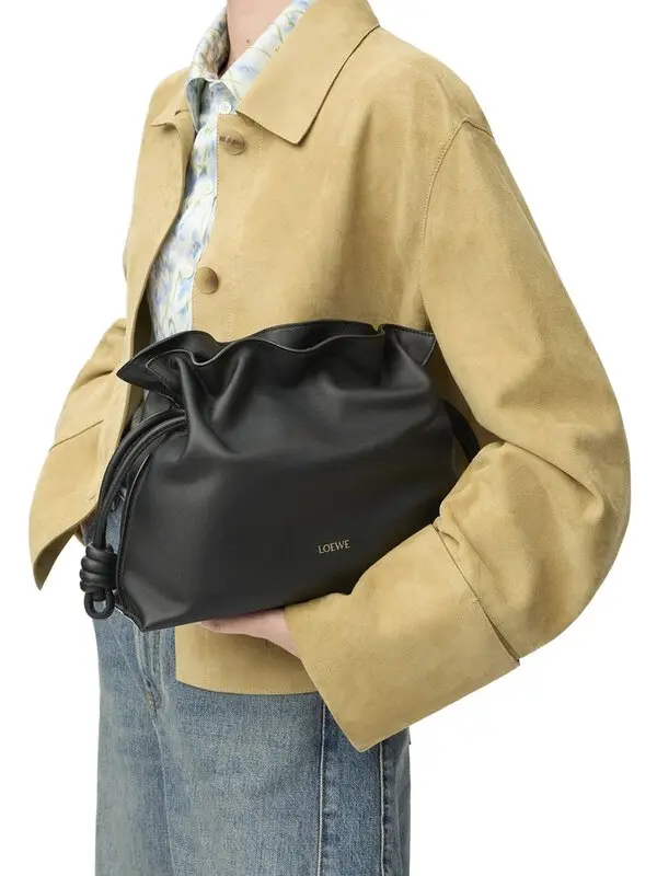 Loewe Medium Flamenco Clutch Bag In Nappa Calfskin - Black