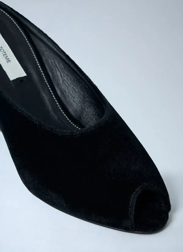 TOTEME Velvet Peep-toe Wedge Mules - Black