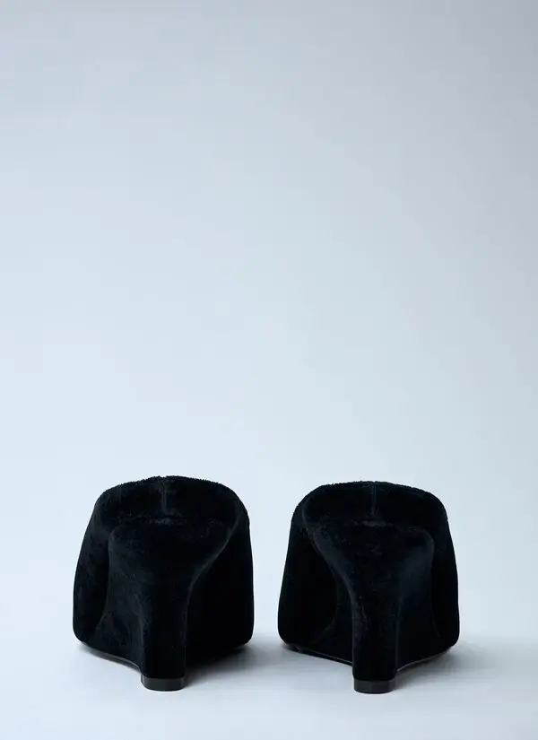TOTEME Velvet Peep-toe Wedge Mules - Black