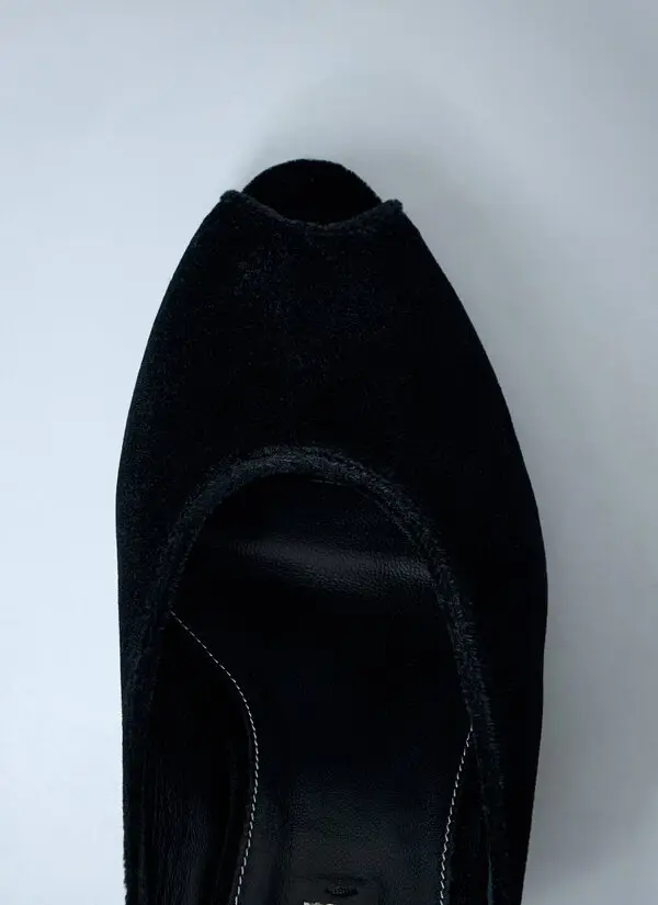 TOTEME Velvet Peep-toe Wedge Mules - Black