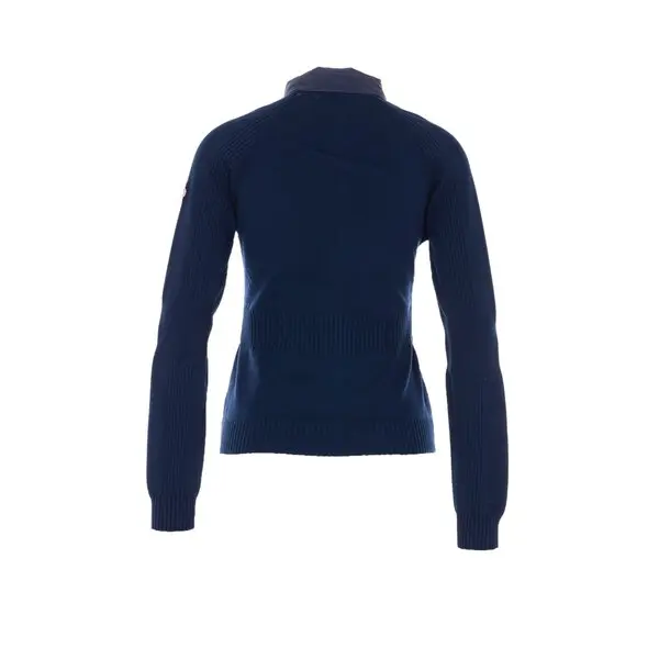 Moncler Quilted Cardigan With Turtleneck And Zip-up Pockets - Blue