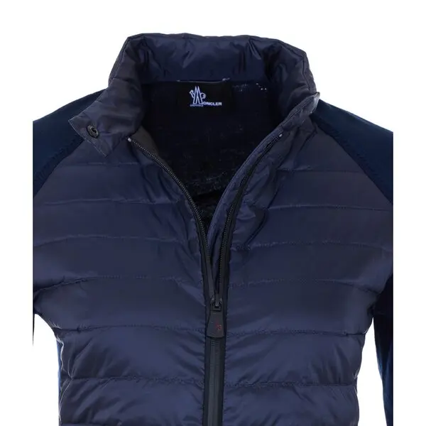 Moncler Quilted Cardigan With Turtleneck And Zip-up Pockets - Blue