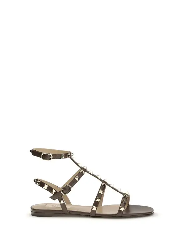 Valentino Garavani Rockstud Leather Sandals - Brown