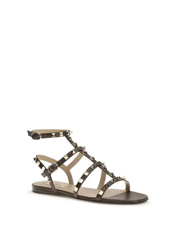 Valentino Garavani Rockstud Leather Sandals - Brown