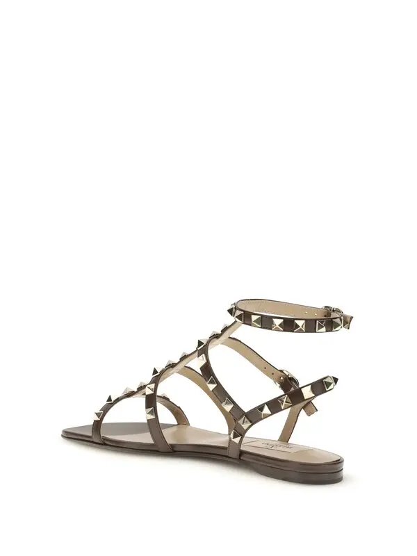 Valentino Garavani Rockstud Leather Sandals - Brown