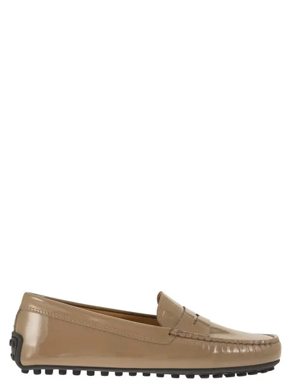 TOD'S City Gommino Moccasins In Glossy Leather - Cream