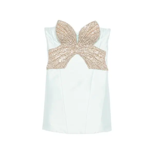 Costarellos Embellished Strapless Sequin Cocktail Dress - Blue