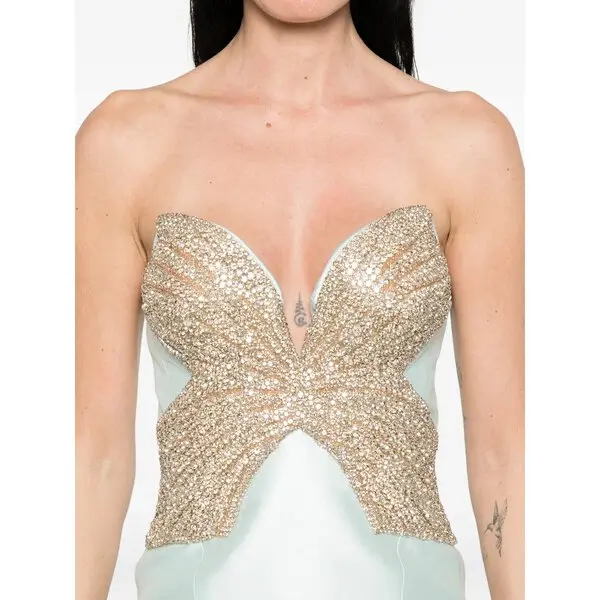 Costarellos Embellished Strapless Sequin Cocktail Dress