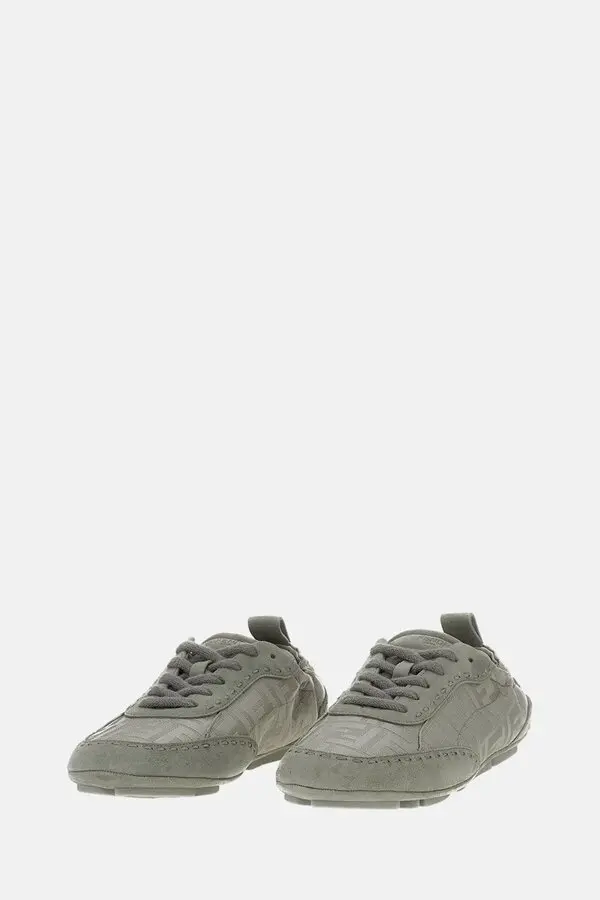 Fendi Ff Jacquard Nylon & Suede Lace-up Sneakers - Multicolor