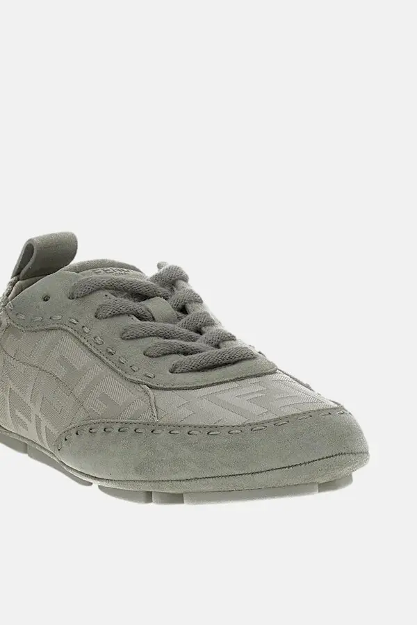 Fendi Ff Jacquard Nylon & Suede Lace-up Sneakers - Multicolor