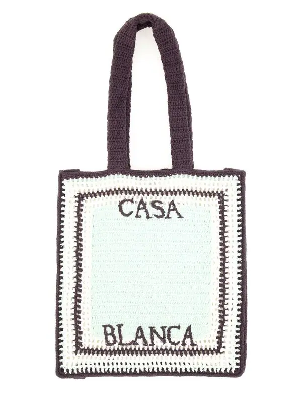 Casablanca Crochet Logo Tote Bag - Purple
