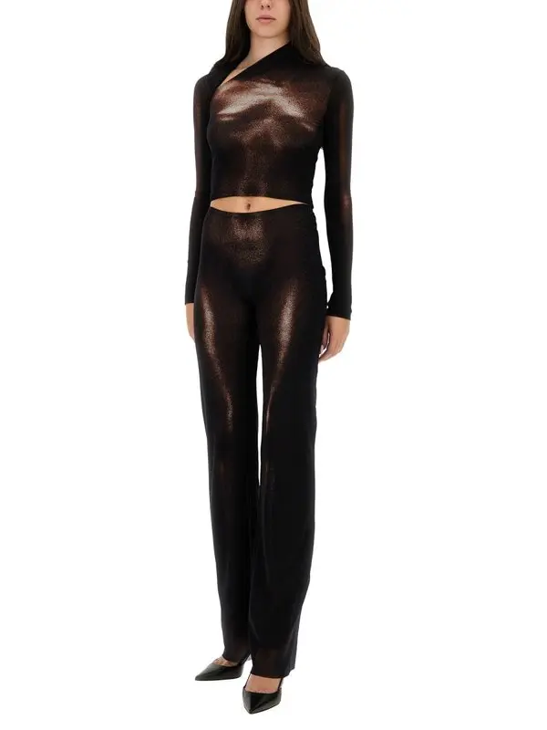 JEAN PAUL GAULTIER Printed Mesh Top - Brown