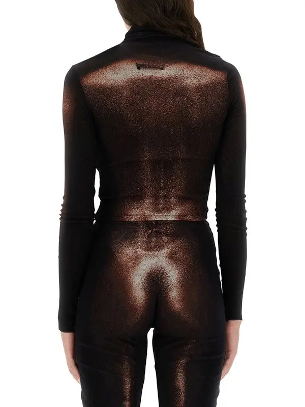 JEAN PAUL GAULTIER Printed Mesh Top - Brown