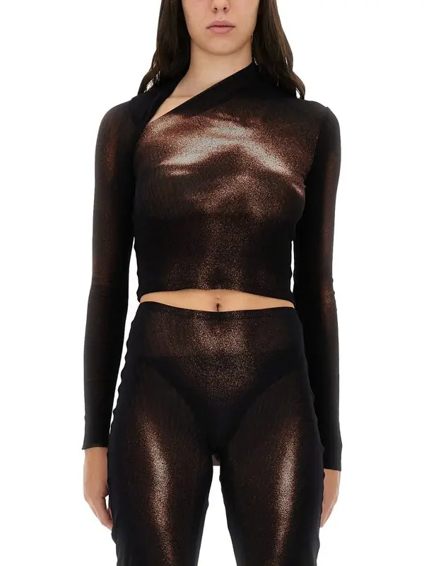 JEAN PAUL GAULTIER Printed Mesh Top - Brown