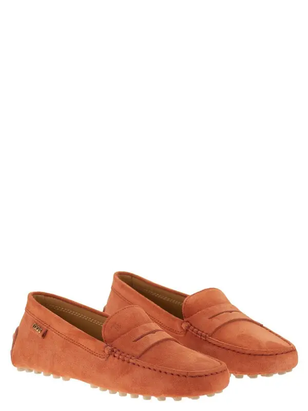 TOD'S Suede Rubber Sole Loafer - Red